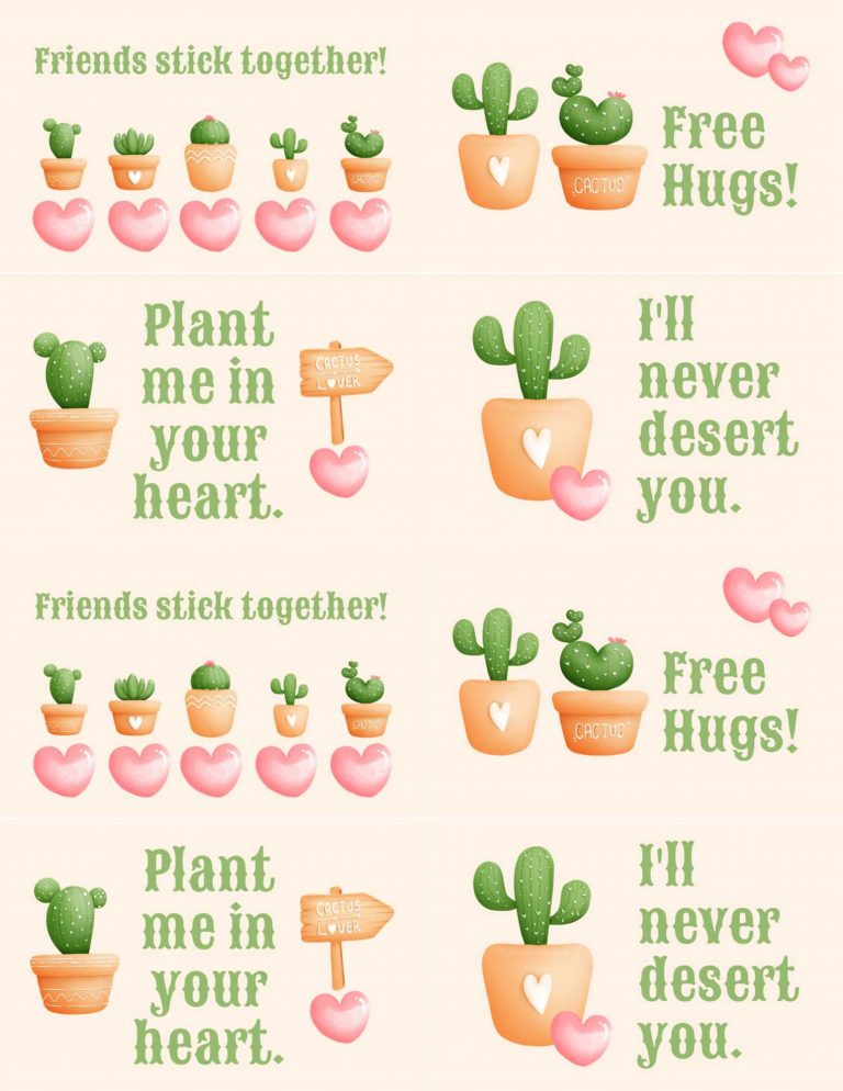 Friends Stick Together! Cute Funny Free Cactus Valentines - Kindling Wild
