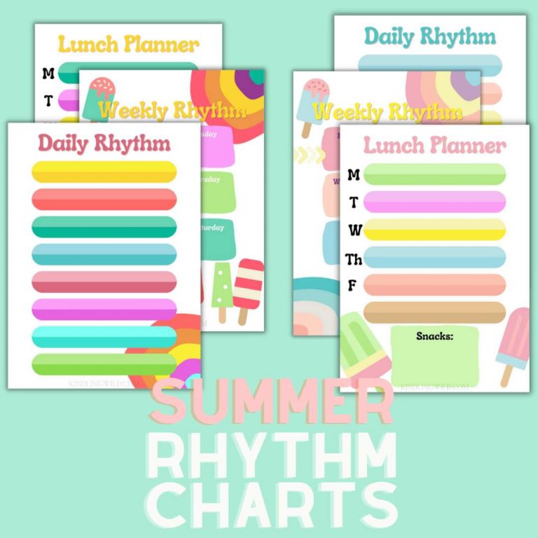 Daily Rhythm Charts for Summer - Free Printable - Kindling Wild