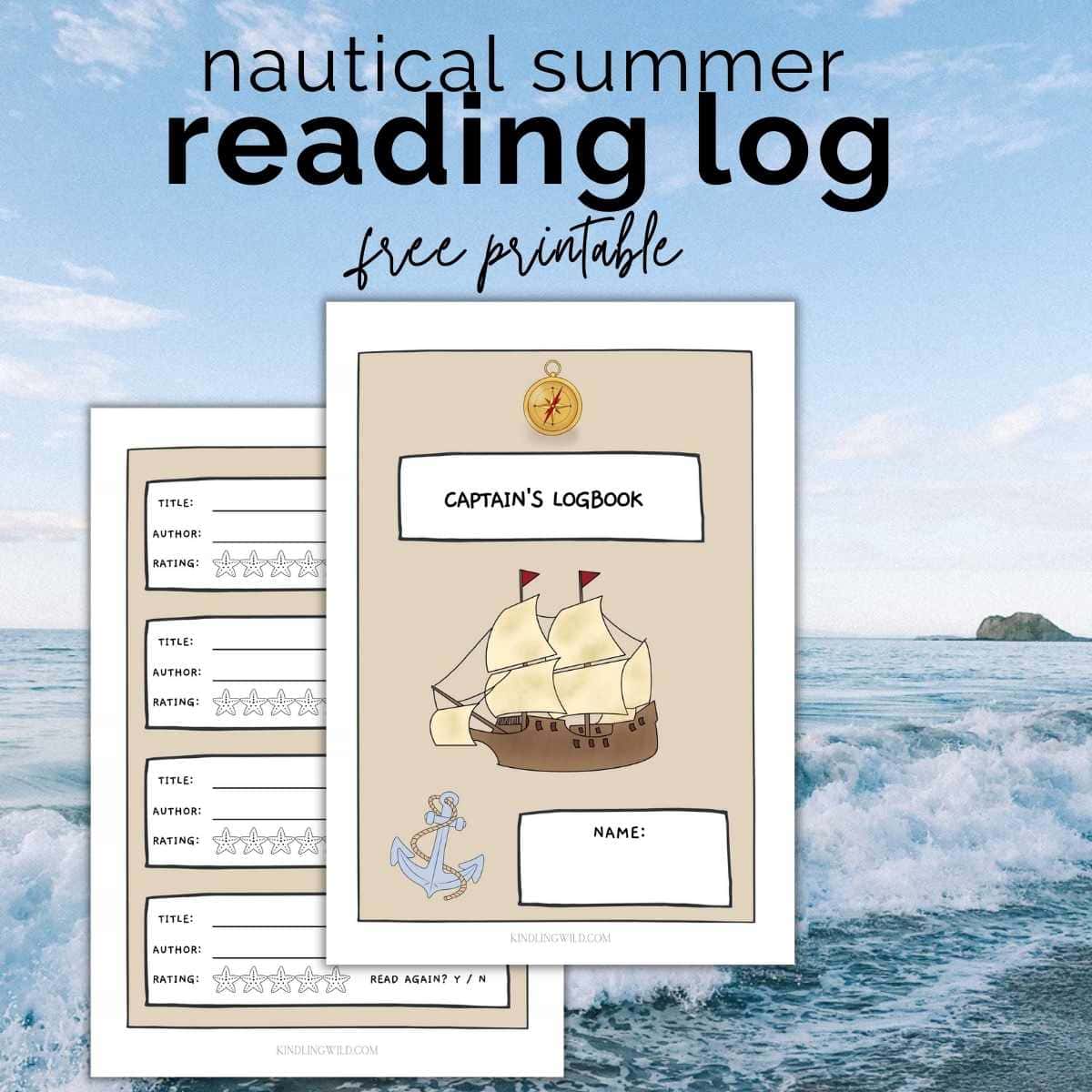 FREE Summer Reading Log for Kids Nautical Theme - Kindling Wild