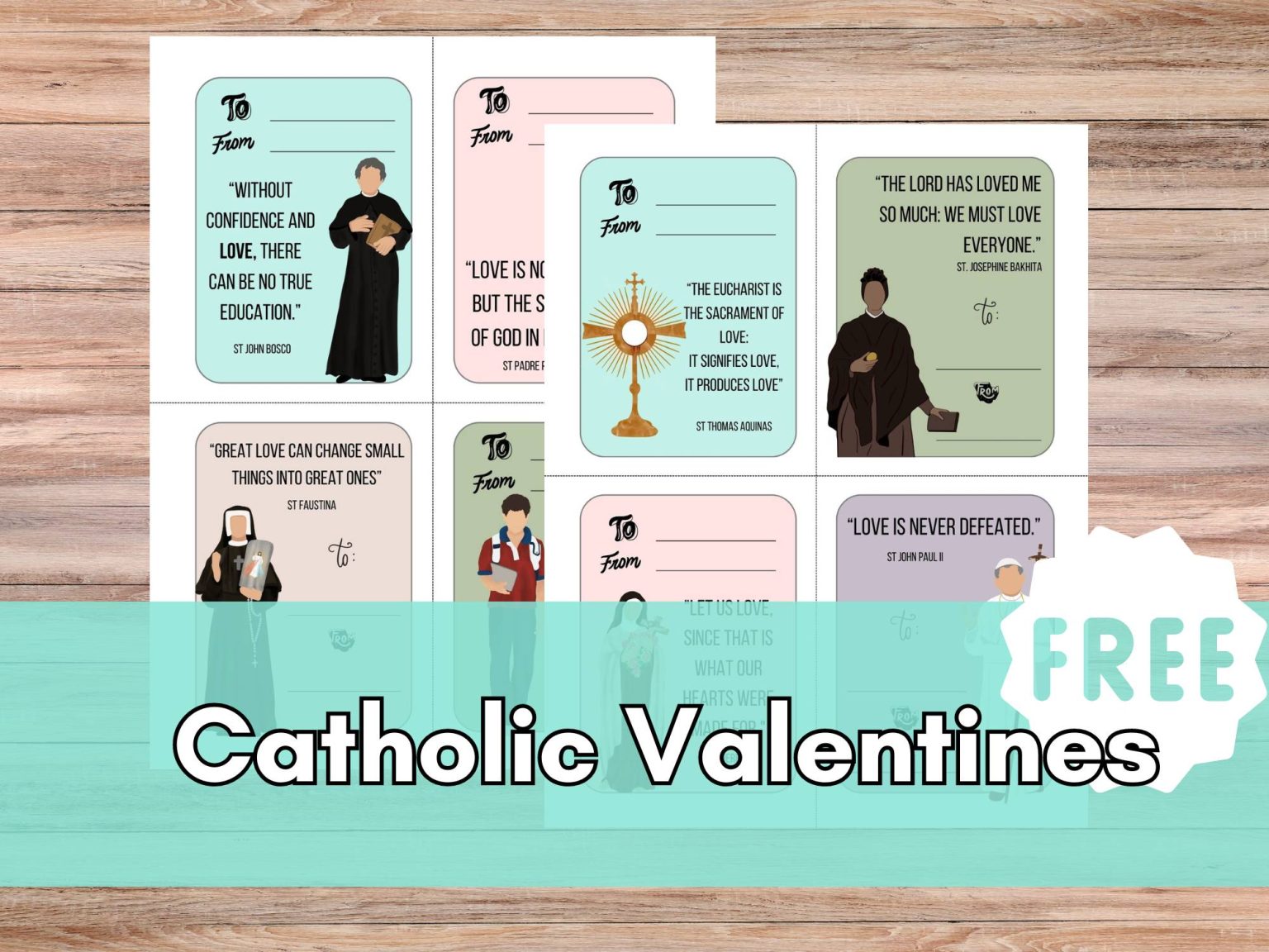 Free Printable Catholic Saint Valentines with Quotes - Kindling Wild