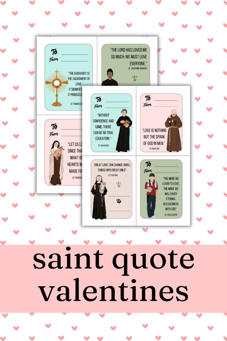 Free Printable Catholic Saint Valentines with Quotes - Kindling Wild