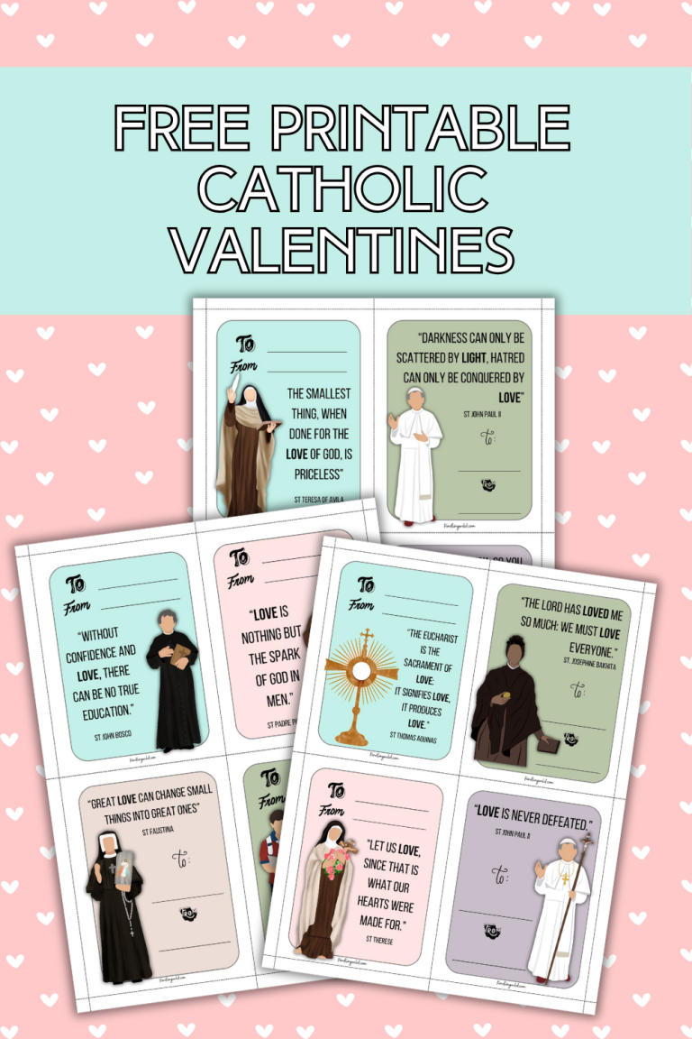 Free Printable Catholic Saint Valentines with Quotes - Kindling Wild