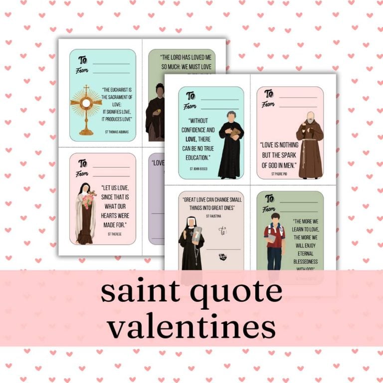 Free Printable Catholic Saint Valentines with Quotes - Kindling Wild