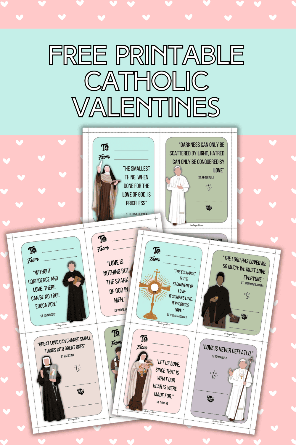 Free Printable Catholic Saint Valentines with Quotes - Kindling Wild