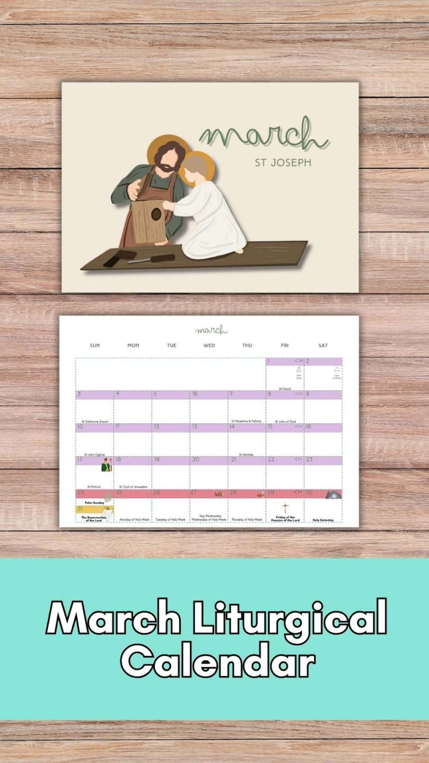 Free printable liturgical living calendar for March - Kindling Wild