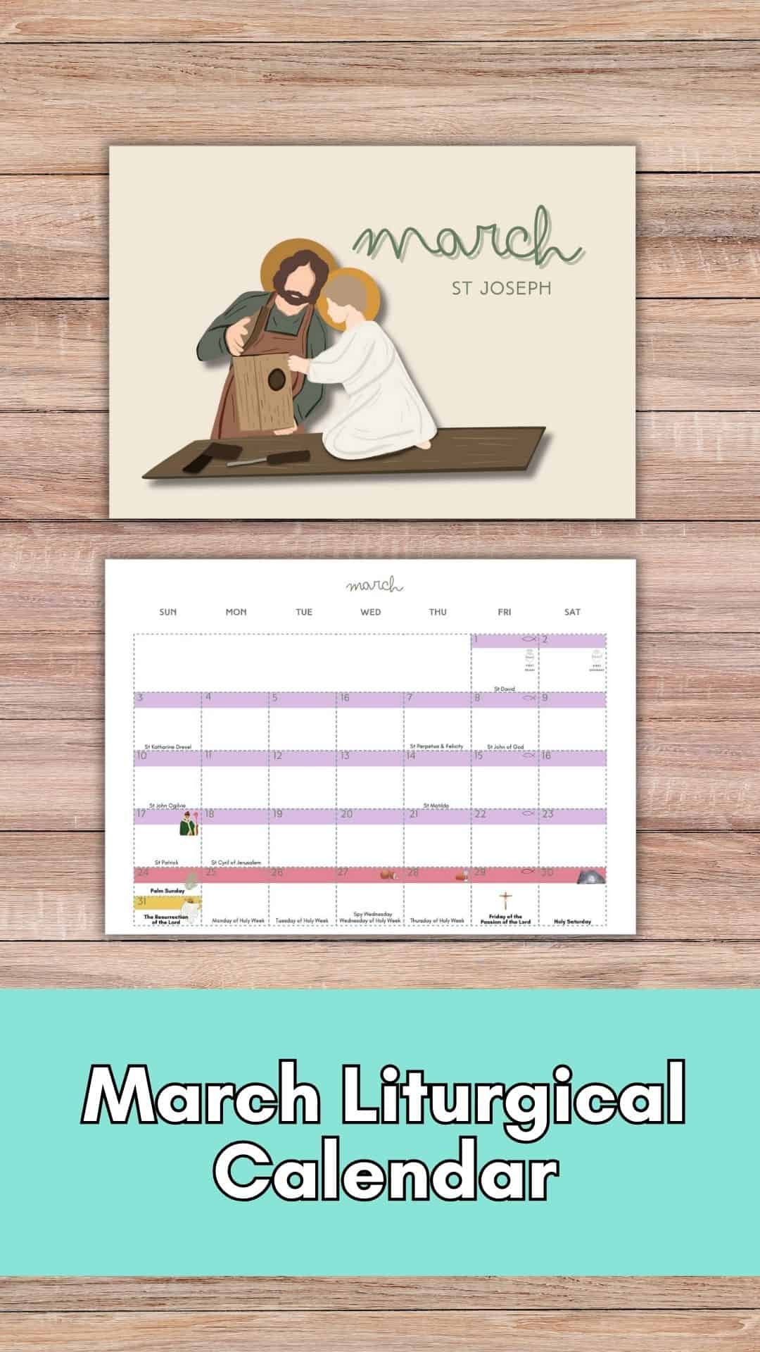 Free printable liturgical living calendar for March 2025 - Kindling Wild