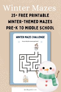 Free Winter Maze Worksheet Bundle - Kindling Wild