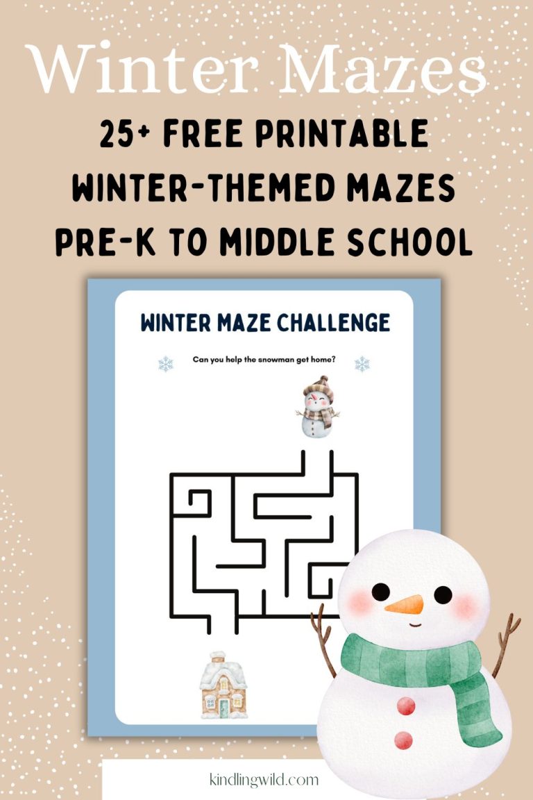 Free Winter Maze Worksheet Bundle - Kindling Wild