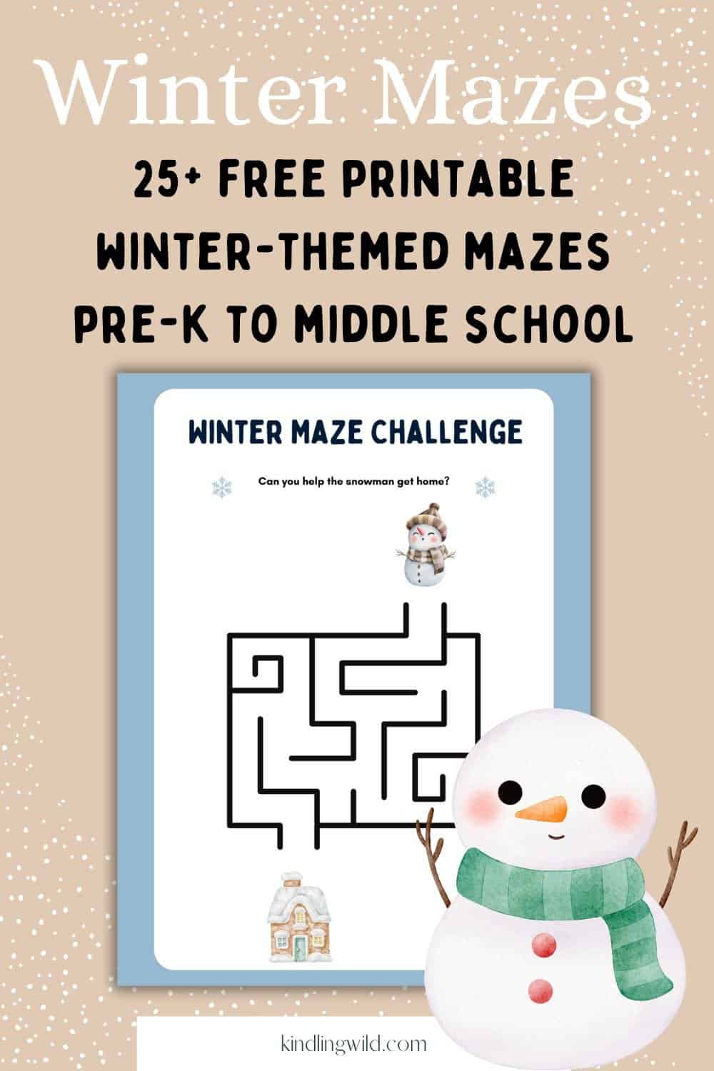 Free Winter Maze Worksheet Bundle - Kindling Wild