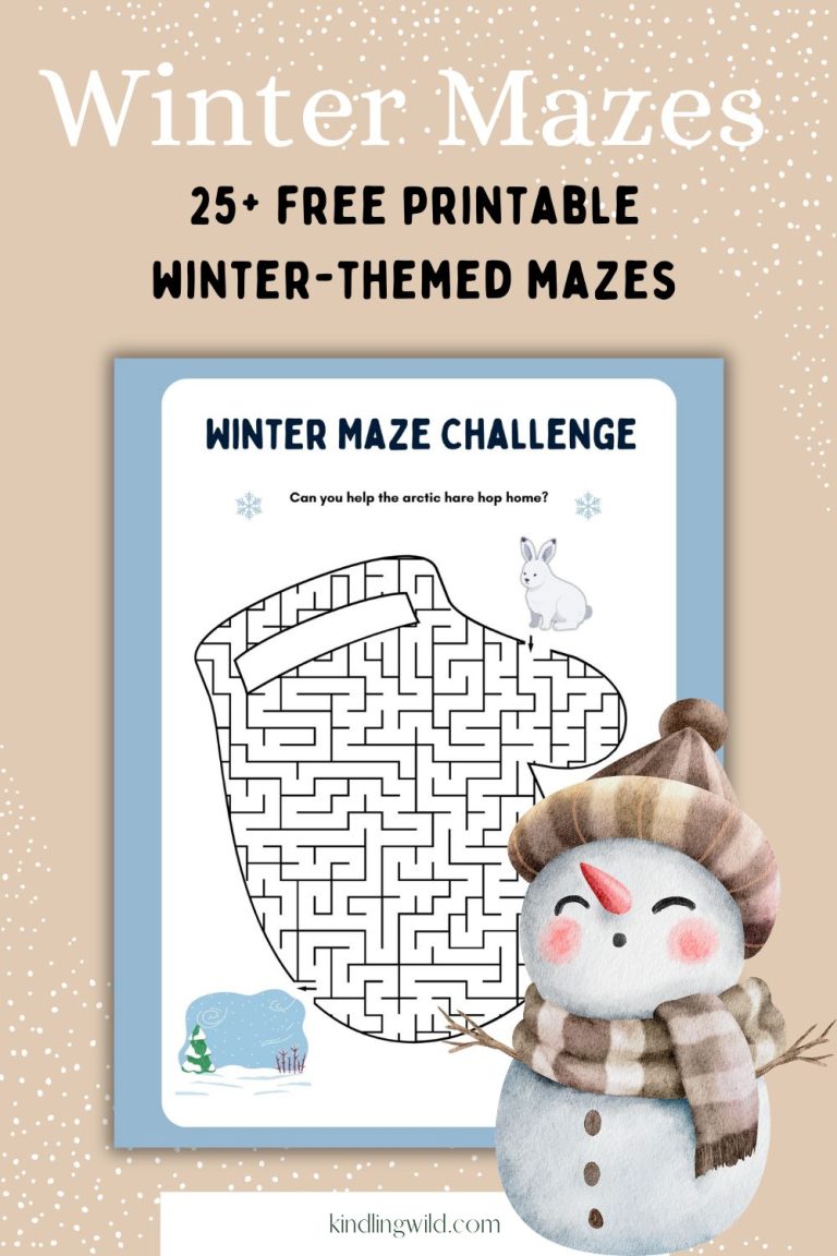 Free Winter Maze Worksheet Bundle - Kindling Wild