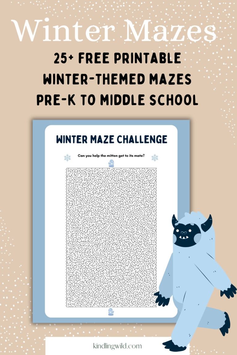 Free Winter Maze Worksheet Bundle - Kindling Wild