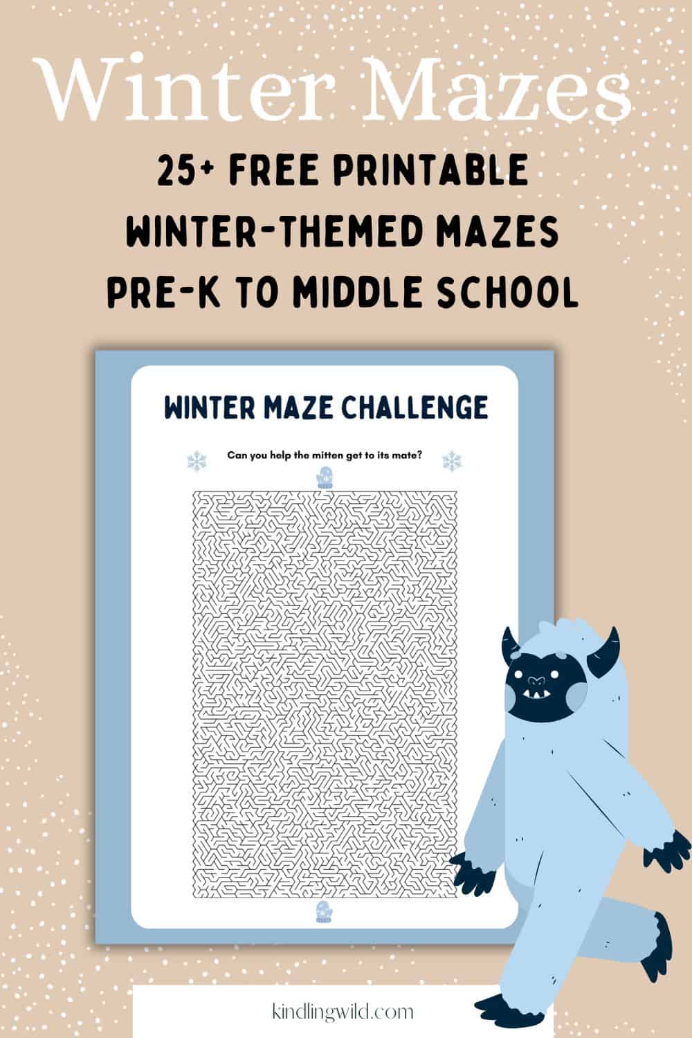 Free Winter Maze Worksheet Bundle - Kindling Wild
