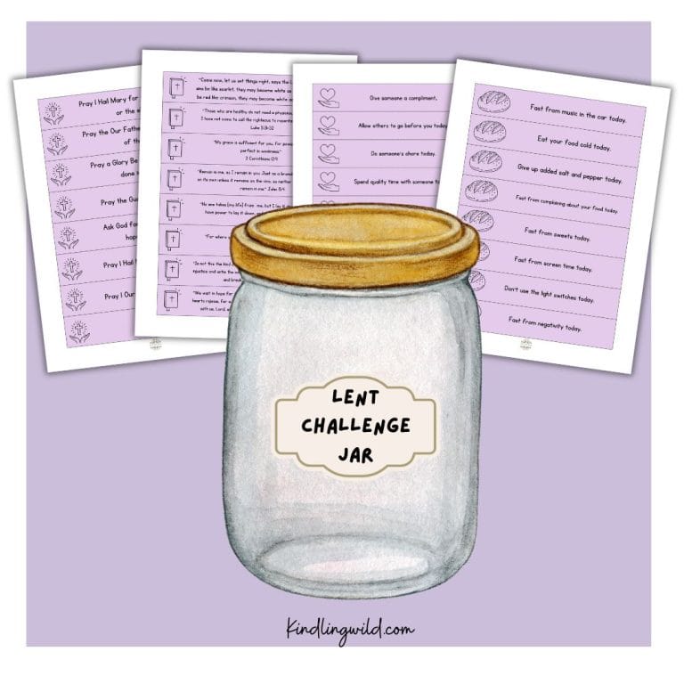 Kid-Friendly Lent Ideas Free printable Challenge Jar - Kindling Wild