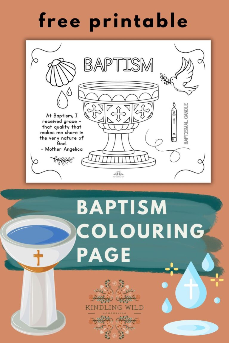Free Catholic Baptism Quote Colouring Page - Kindling Wild