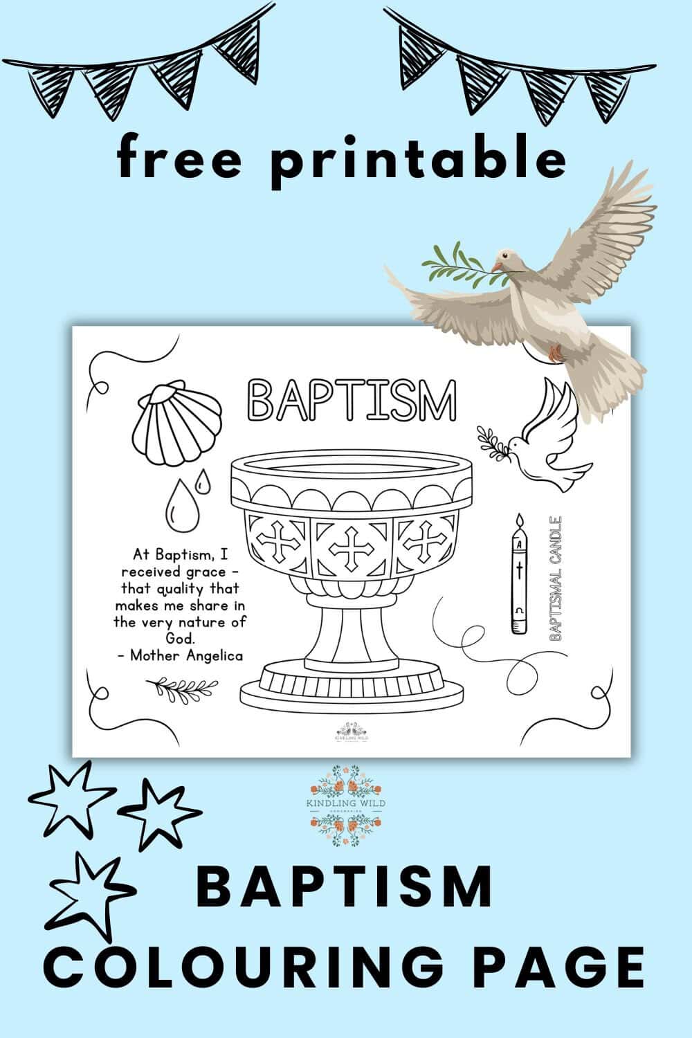 Free Catholic Baptism Quote Colouring Page - Kindling Wild